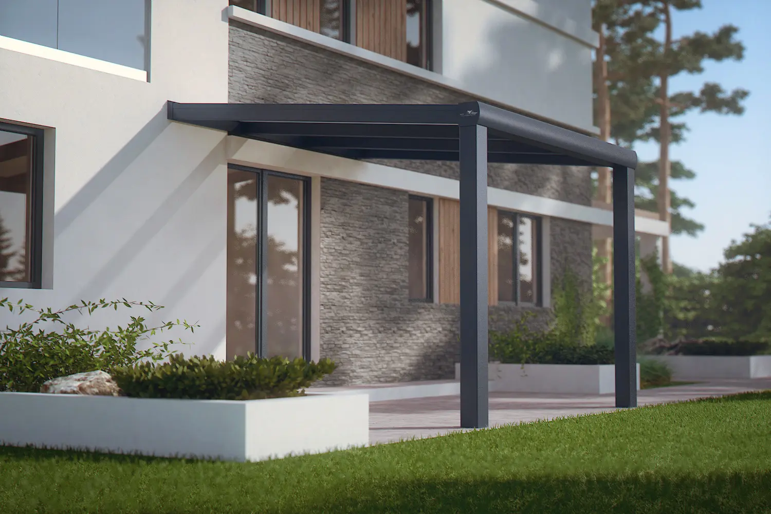 Terrassenüberdachung TD-140 | 3060mm | 2000mm | Milchglas VSG 8mm ...