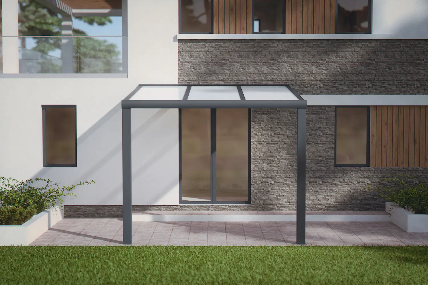 Terrassenüberdachung | 3060mm | 2500mm | Milchglas VSG 8mm | Anthrazit ...