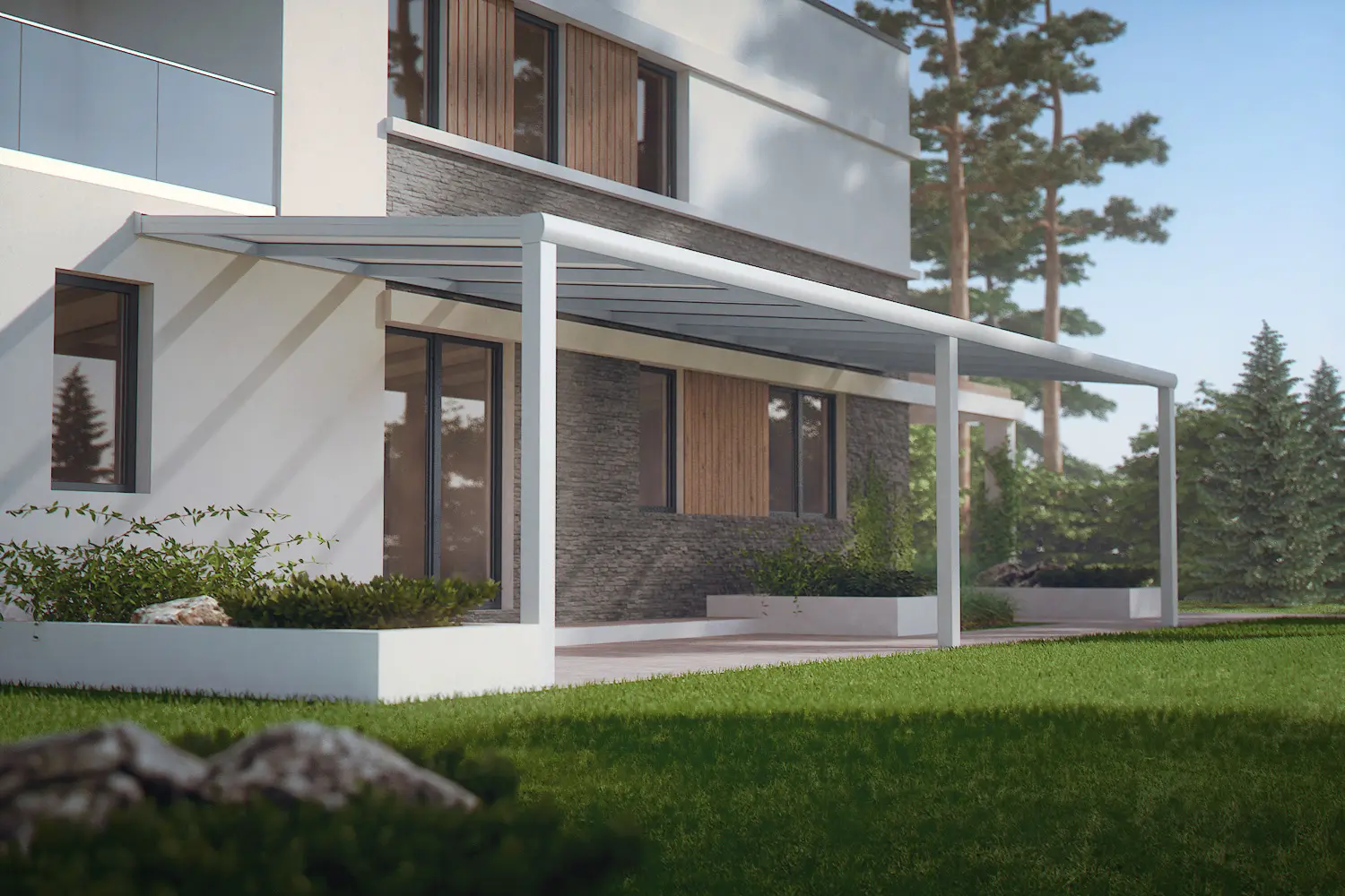 Terrassenüberdachung TD-140 | 10060mm | 2500mm | Milchglas VSG 8mm ...